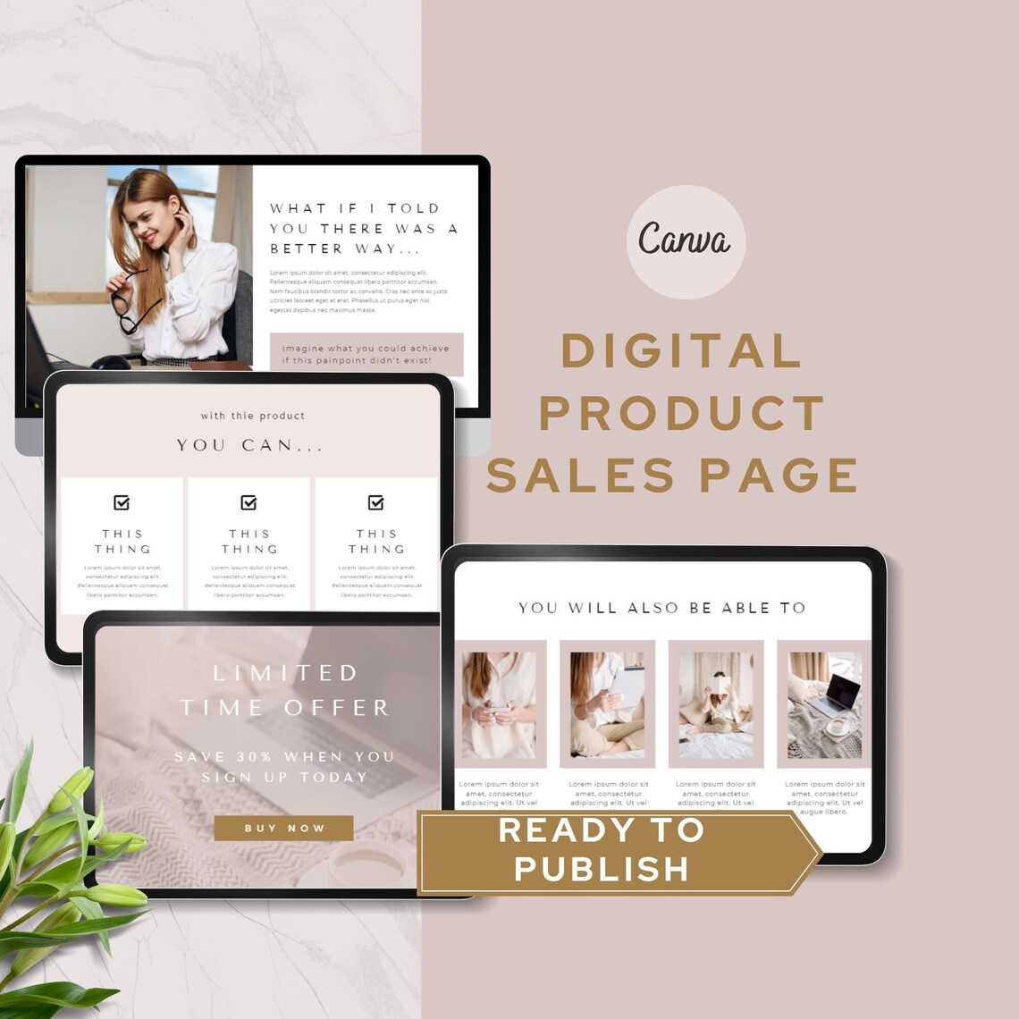 Canva Sales Page Template Planner Sales Landing Page Template Digital ...