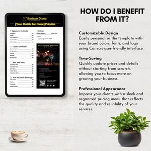 Mobile Bar Pricing Template Bartender Price Menu Cocktails Drinks List ...
