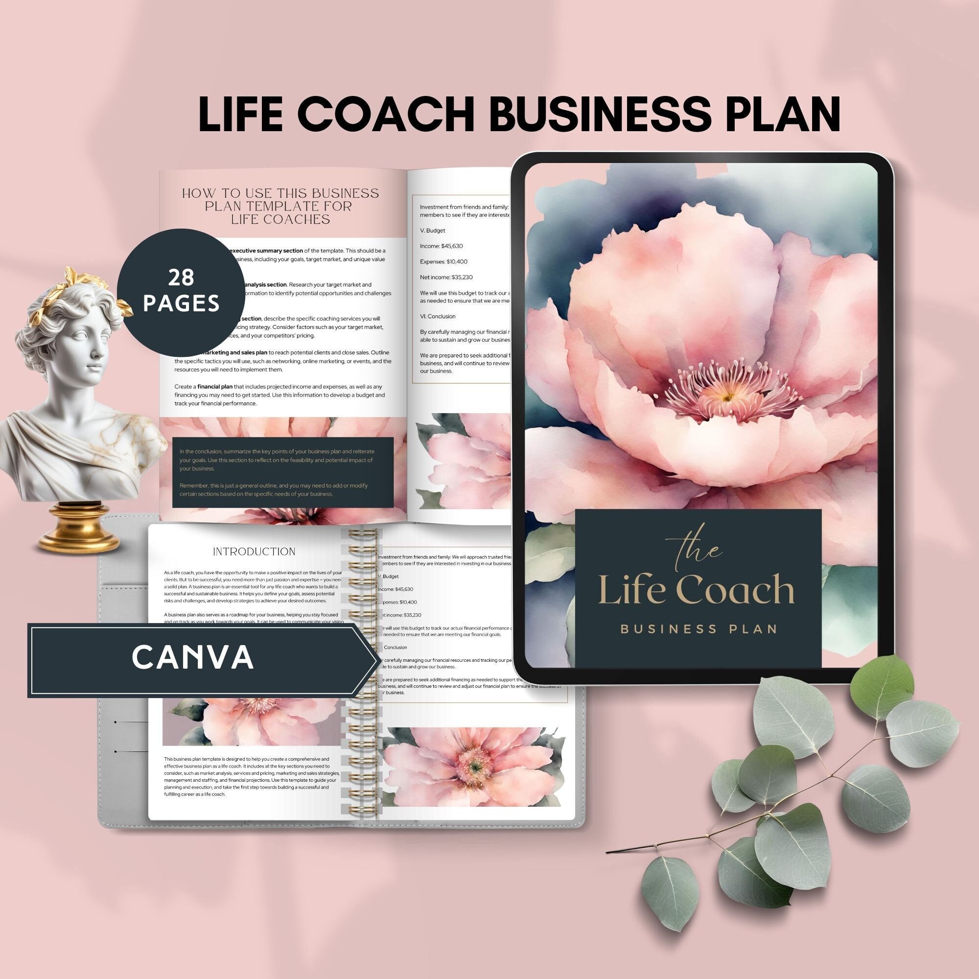 Life Coach Business Plan Template Canva Start-up Proposal for Life ...