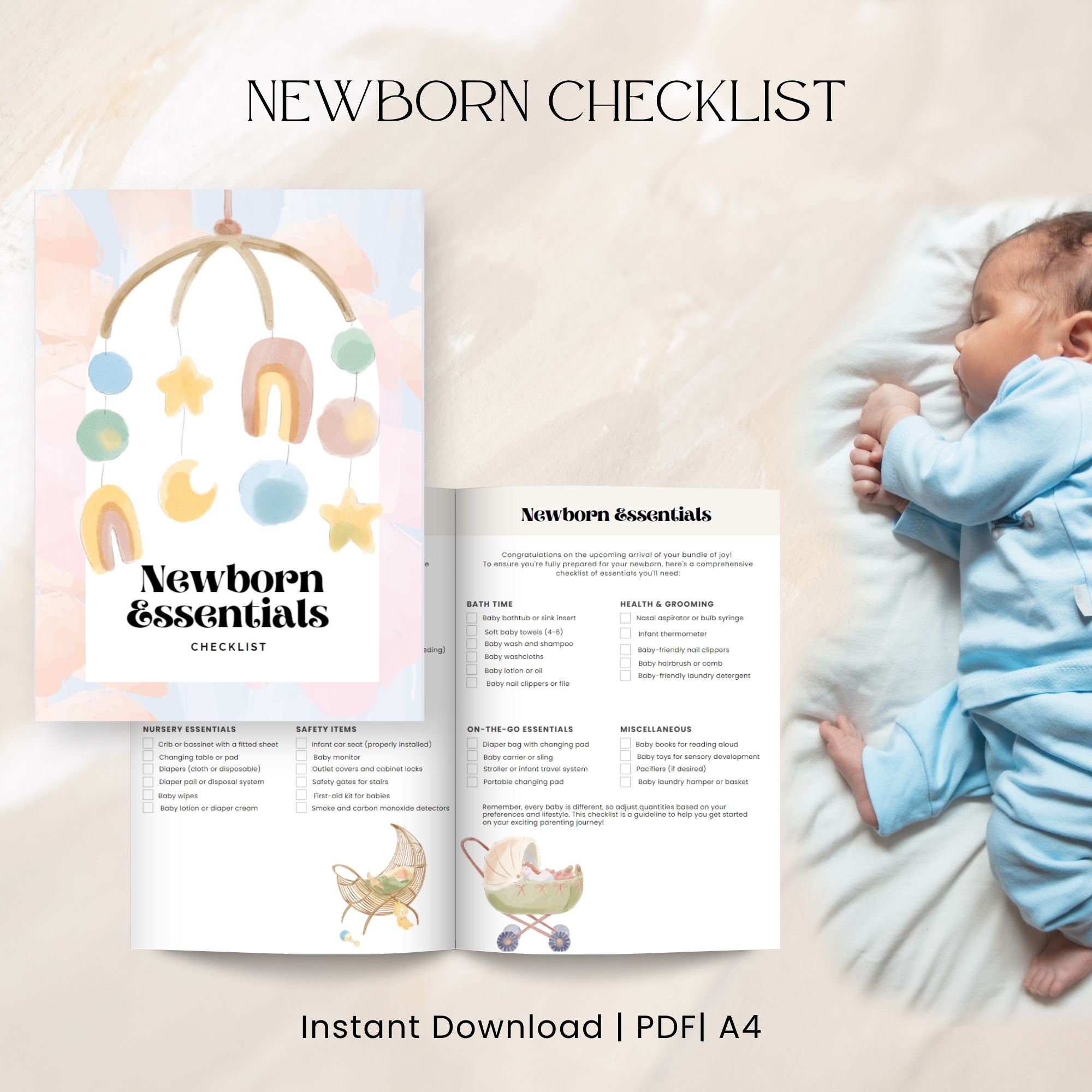 Newborn Essentials Checklist Printable Pdf Baby Must Haves Baby ...