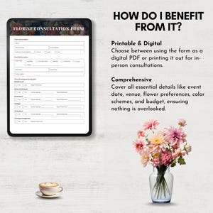 Florist Consultation Template Order Forms Florist Booking Form Flower ...