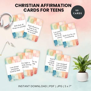 Christian Affirmation Cards for Teens Bible Verse Positive Quotes ...