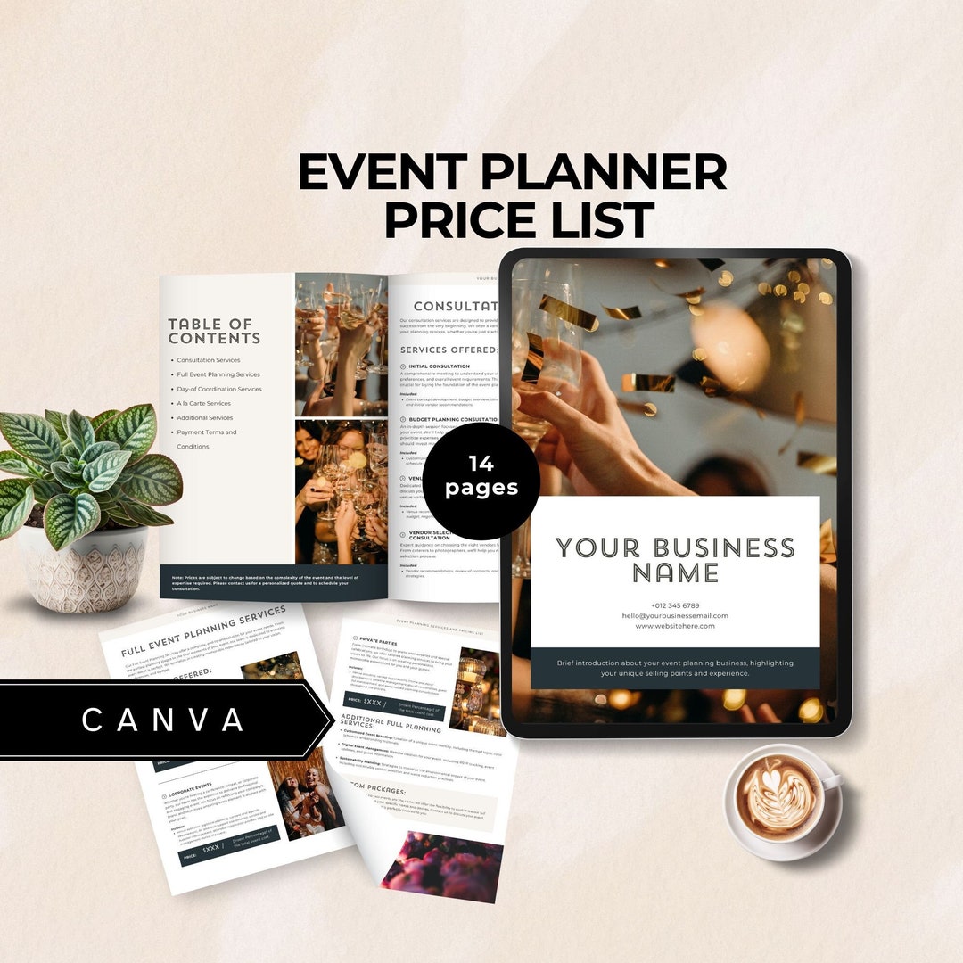 Event Planner Pricing Guide Template Event Services Price List Menu ...