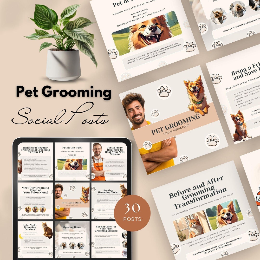 Dog Grooming Social Media Pet Grooming Instagram Post Templates for Pet ...