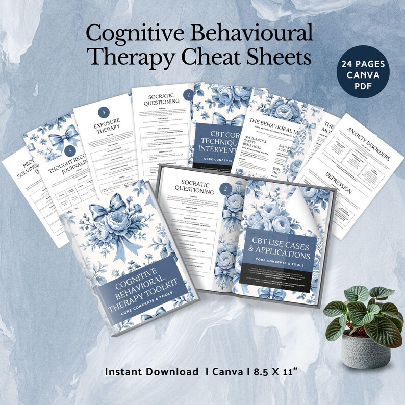 Cognitive Behavioral Therapy Cheat Sheet CBT Techniques Reference Guide ...