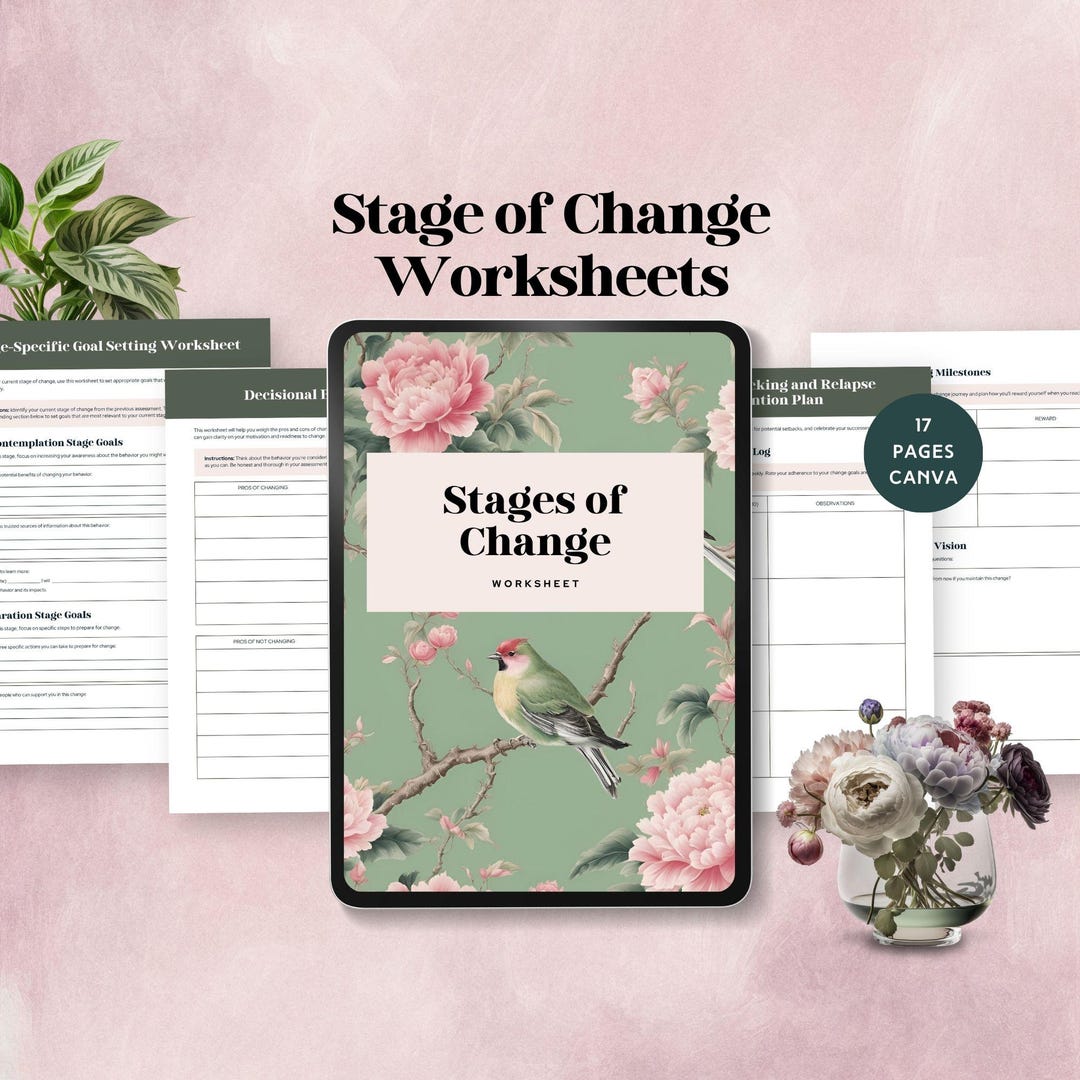 Stages of Change Worksheet Behavior Change Therapy Motivation Workbook ...