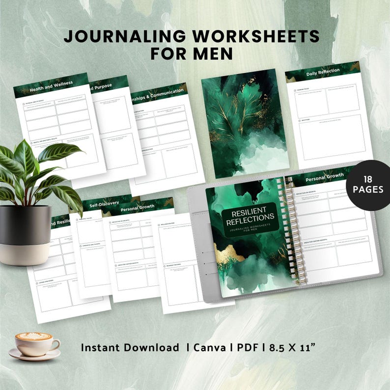 Journaling Worksheets for Men Journal Prompts Mental Health Workbook ...
