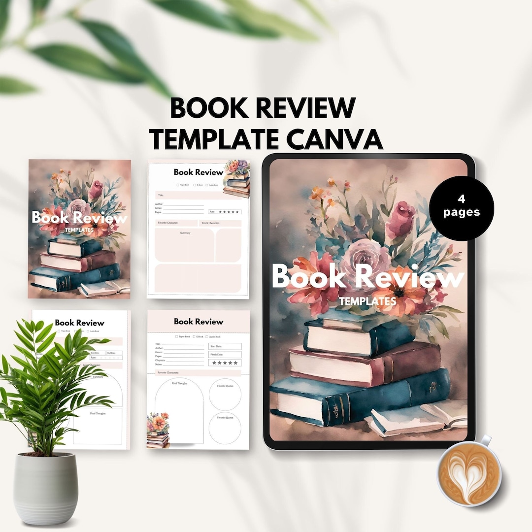 Book Review Template Canva Template for Book Reviews Digital Book ...