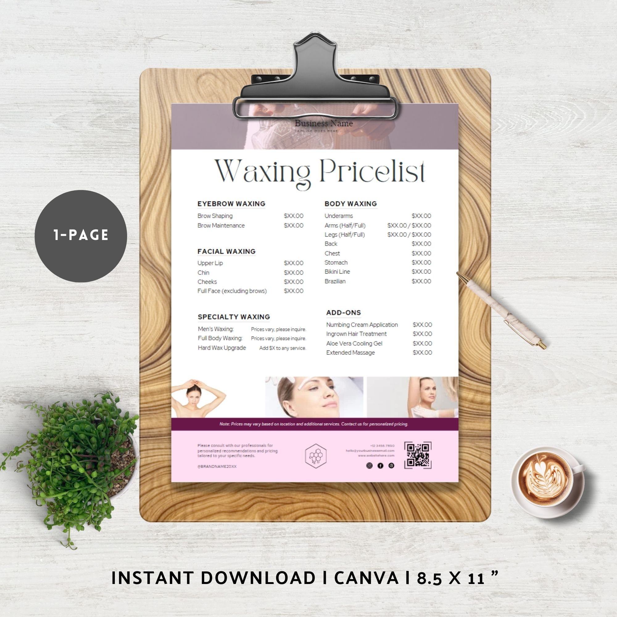 Waxing Services Price List Template Canva Brazilian Waxing Bikini Flyer ...