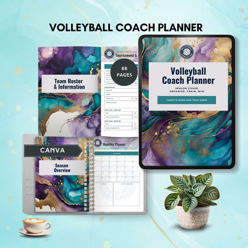 Volleyball Coach Planner Printable Volleyball Organizer Template Season ...