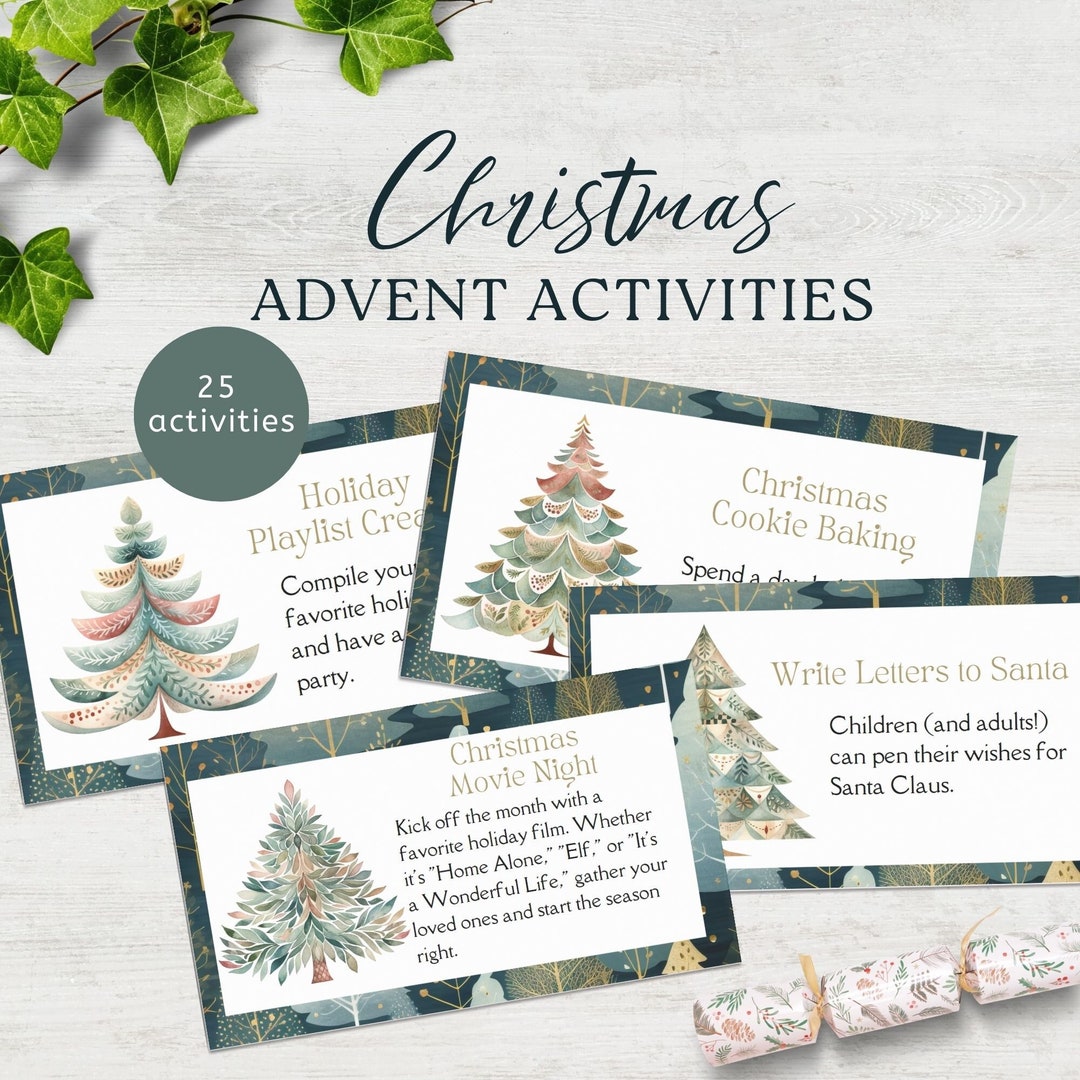 Christmas Advent Activity Cards for Kids Family Xmas Countdown ...