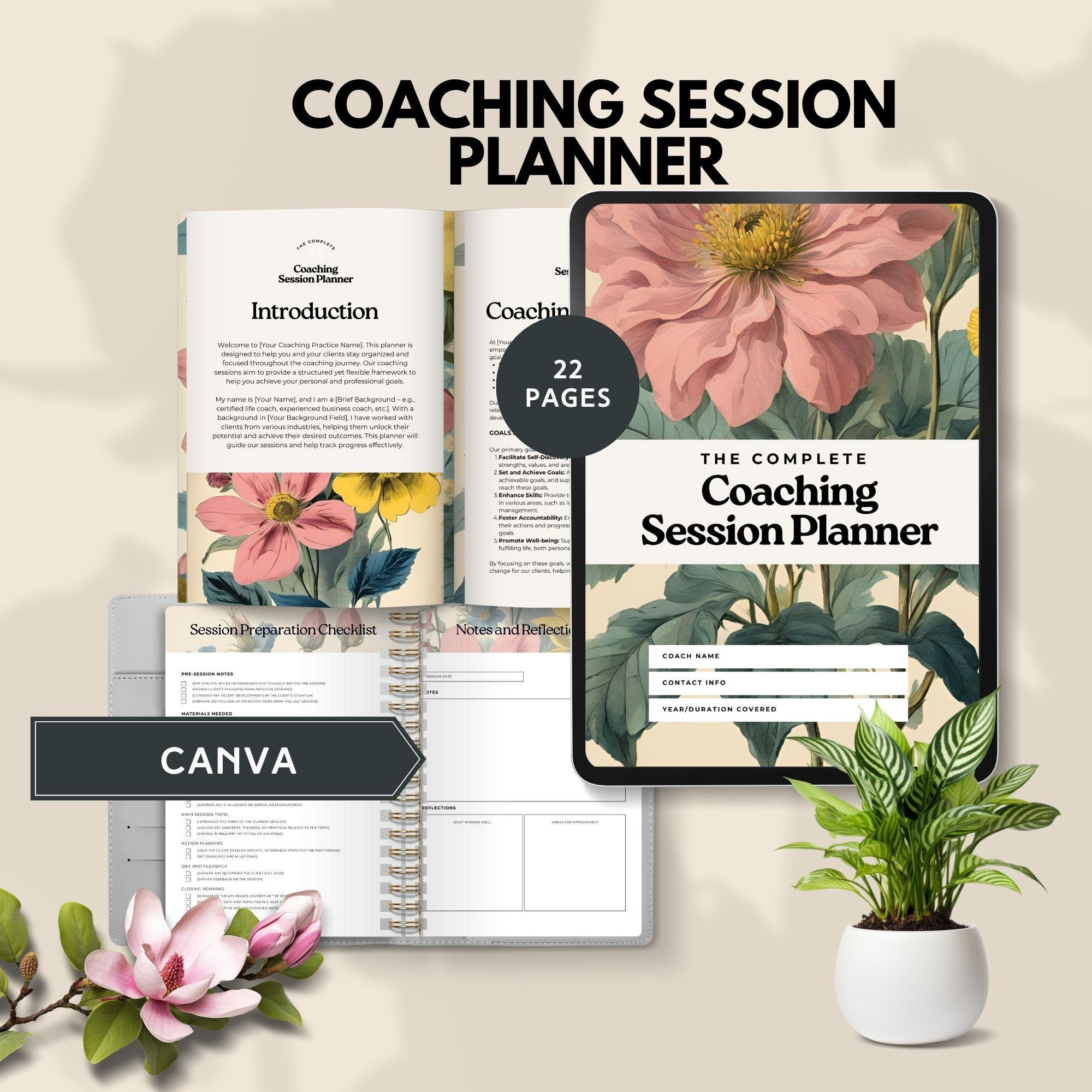 Coaching Session Planner Template Canva Client Session Note Toolkit ...