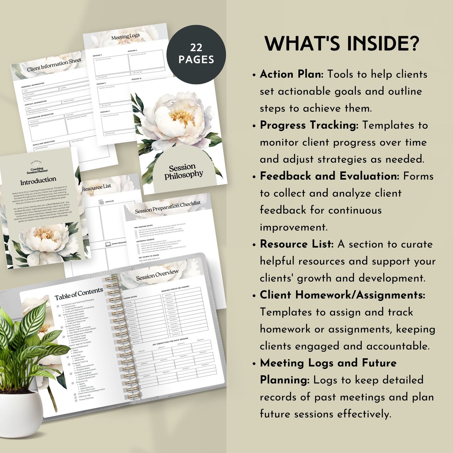 Coaching Session Planner Template Canva Client Session Note Toolkit ...