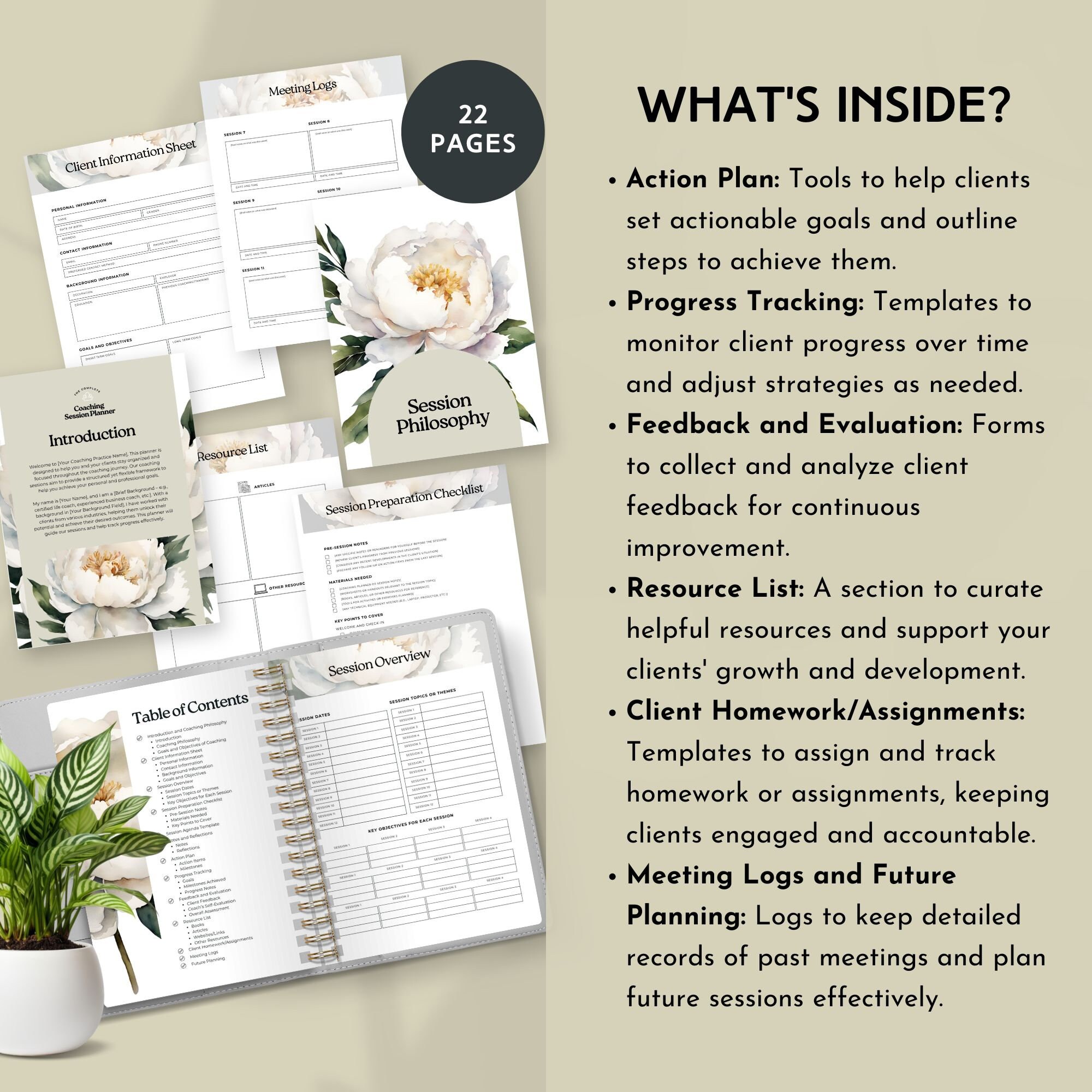 Coaching Session Planner Template Canva Client Session Note Toolkit ...