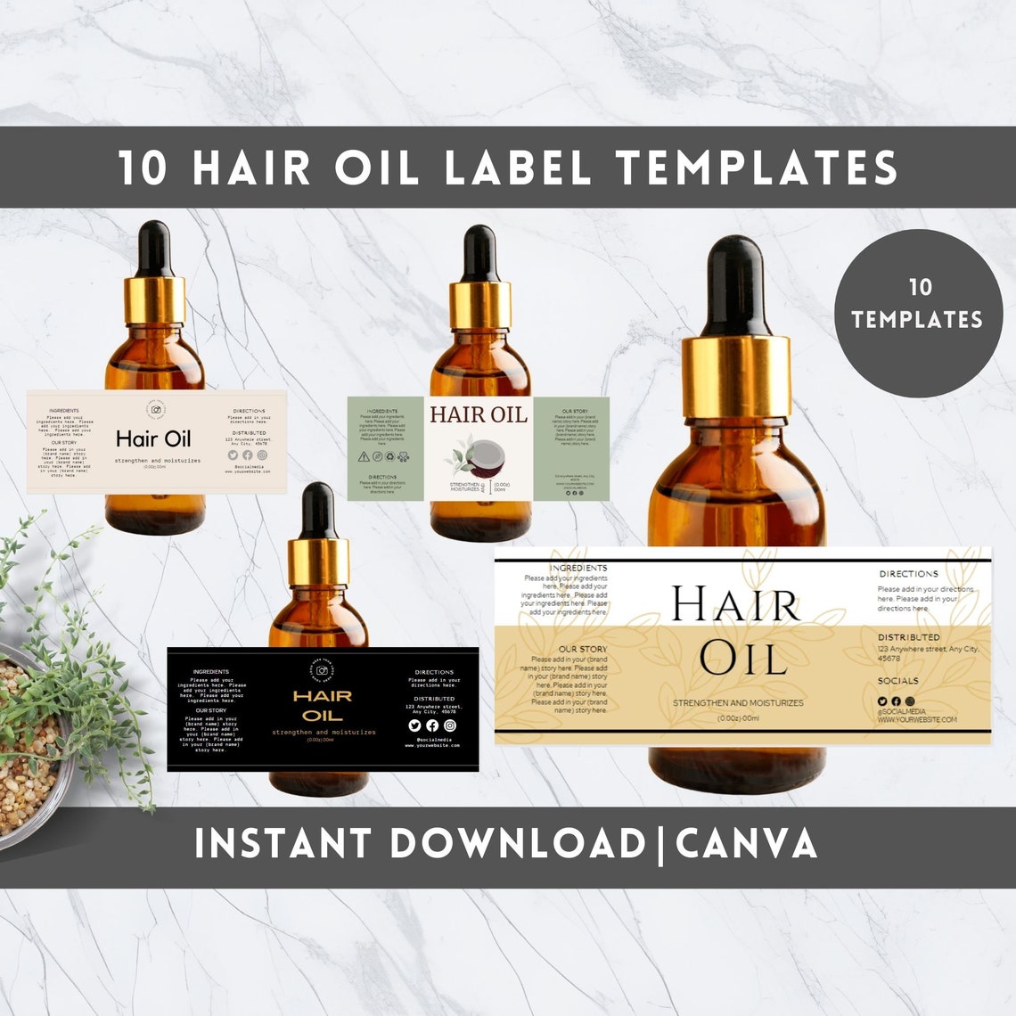 Hair Oil Labels Templates Hair Oil Bottle Label Hair Growth Oil Label ...