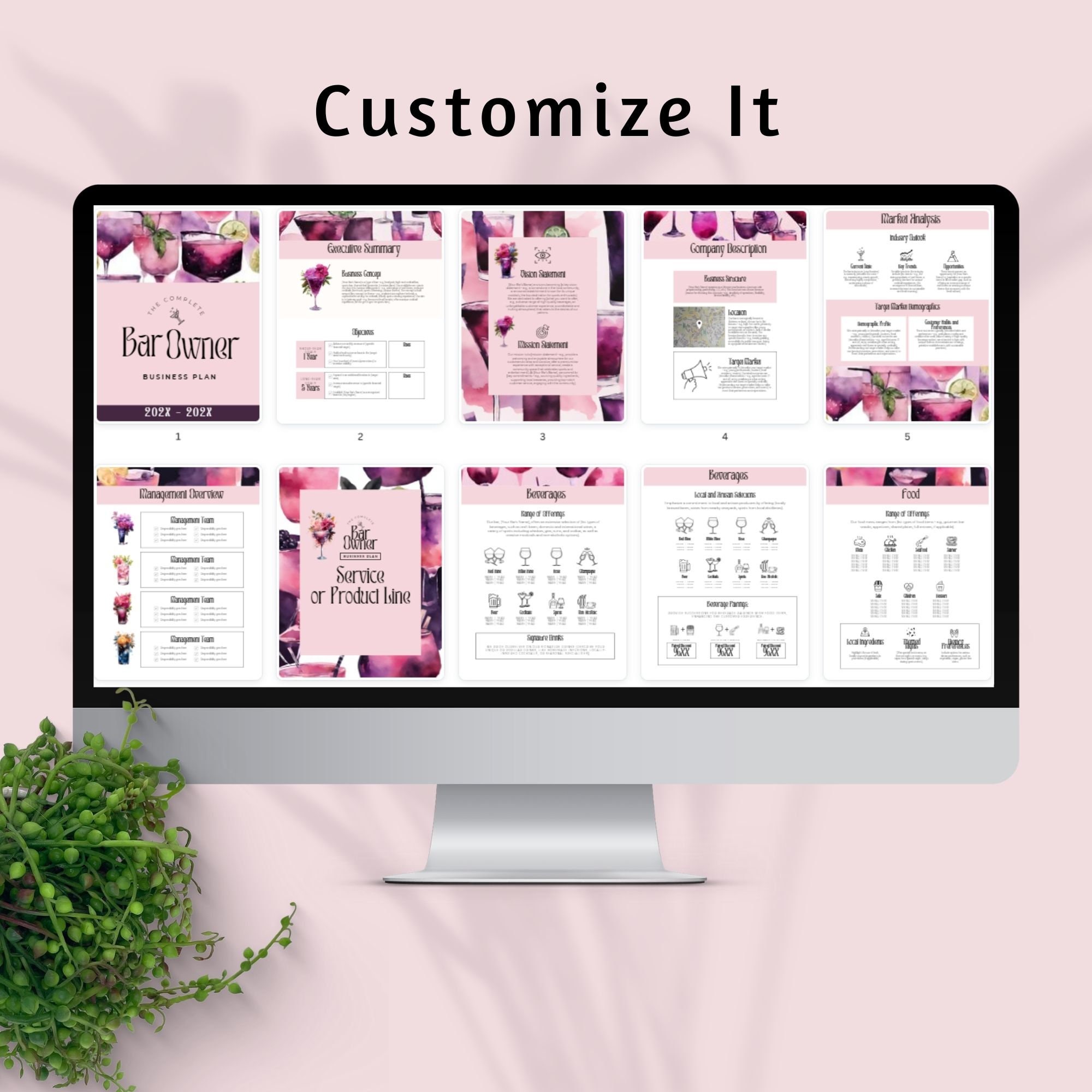 Bar Business Plan Template Cocktail Lounge Business Planner Wine Bar ...