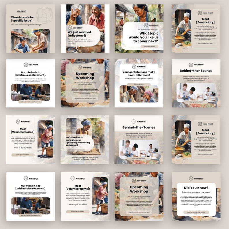 Non Profit Social Media Post Templates for Charity Instagram Volunteer ...
