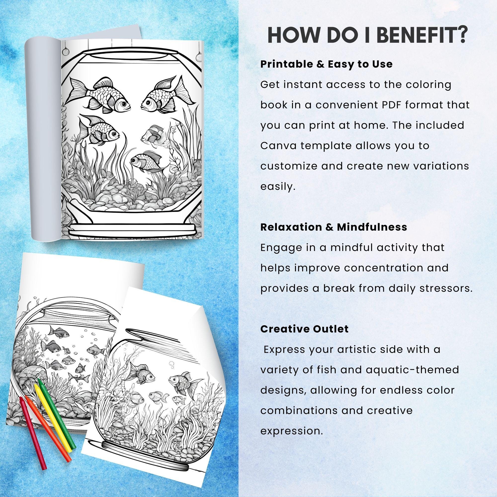 Fish in a Bowl Coloring Page Fishbowl Coloring Book Adult Kid Color ...
