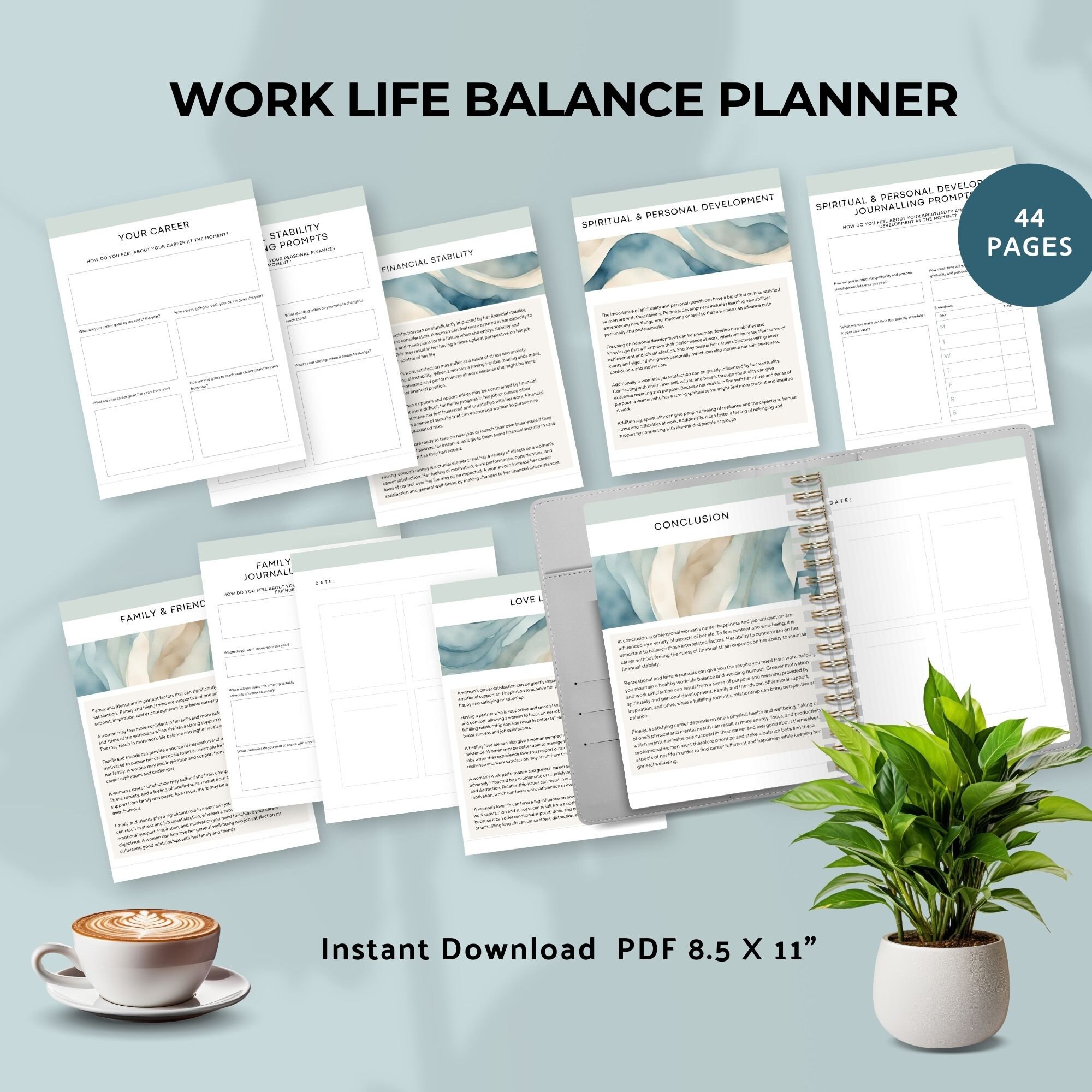 Work Life Balance Planner Productivity Plan Printable Journalling ...