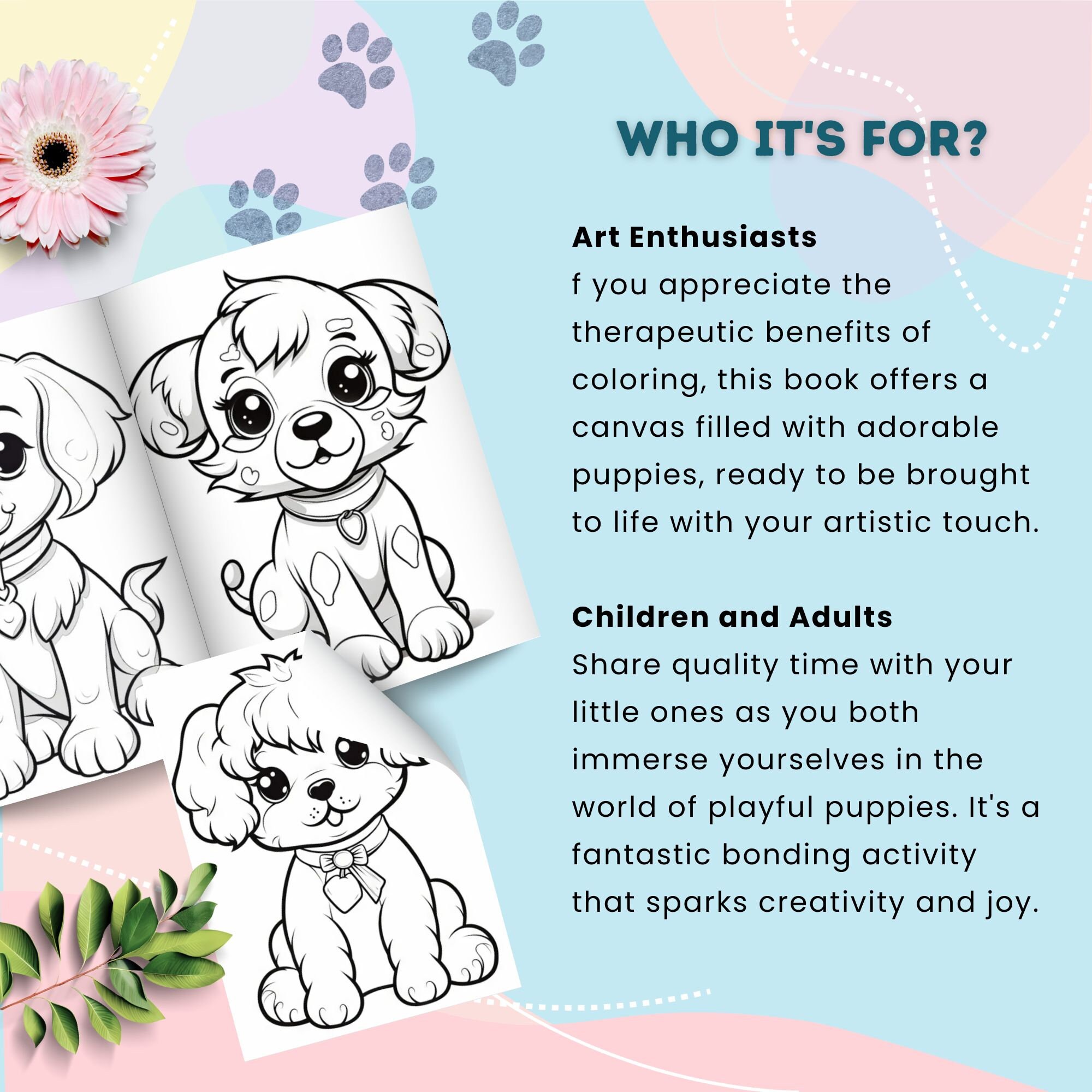 Coloring Pages Dogs Cute Dogs Coloring Book for Kids Stylish - Etsy