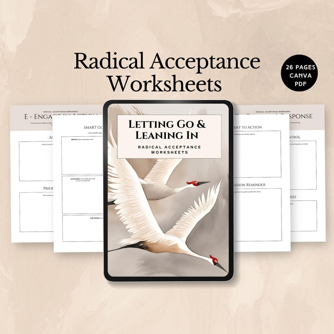 Radical Acceptance Worksheet, DBT Coping Skills, Emotional Regulation ...