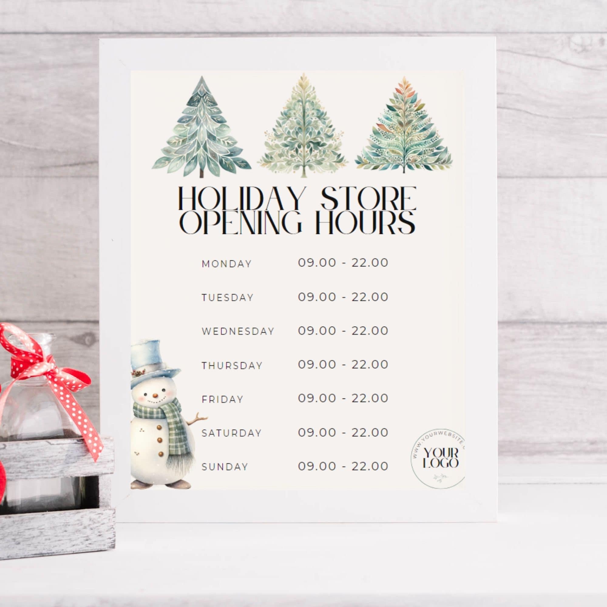 Holiday Store Hours Template Christmas Business Hours Shop Sign Xmas Marketing DIY Canva ...