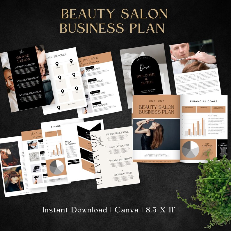 Business Plan for a Beauty Salon Template Canva Hair Nail Skin Salon ...
