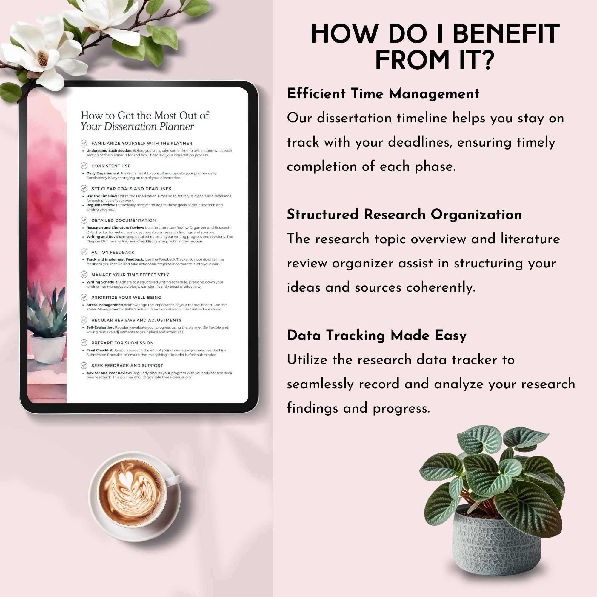 Dissertation Planner Canva Template Master Phd Thesis Guide University ...