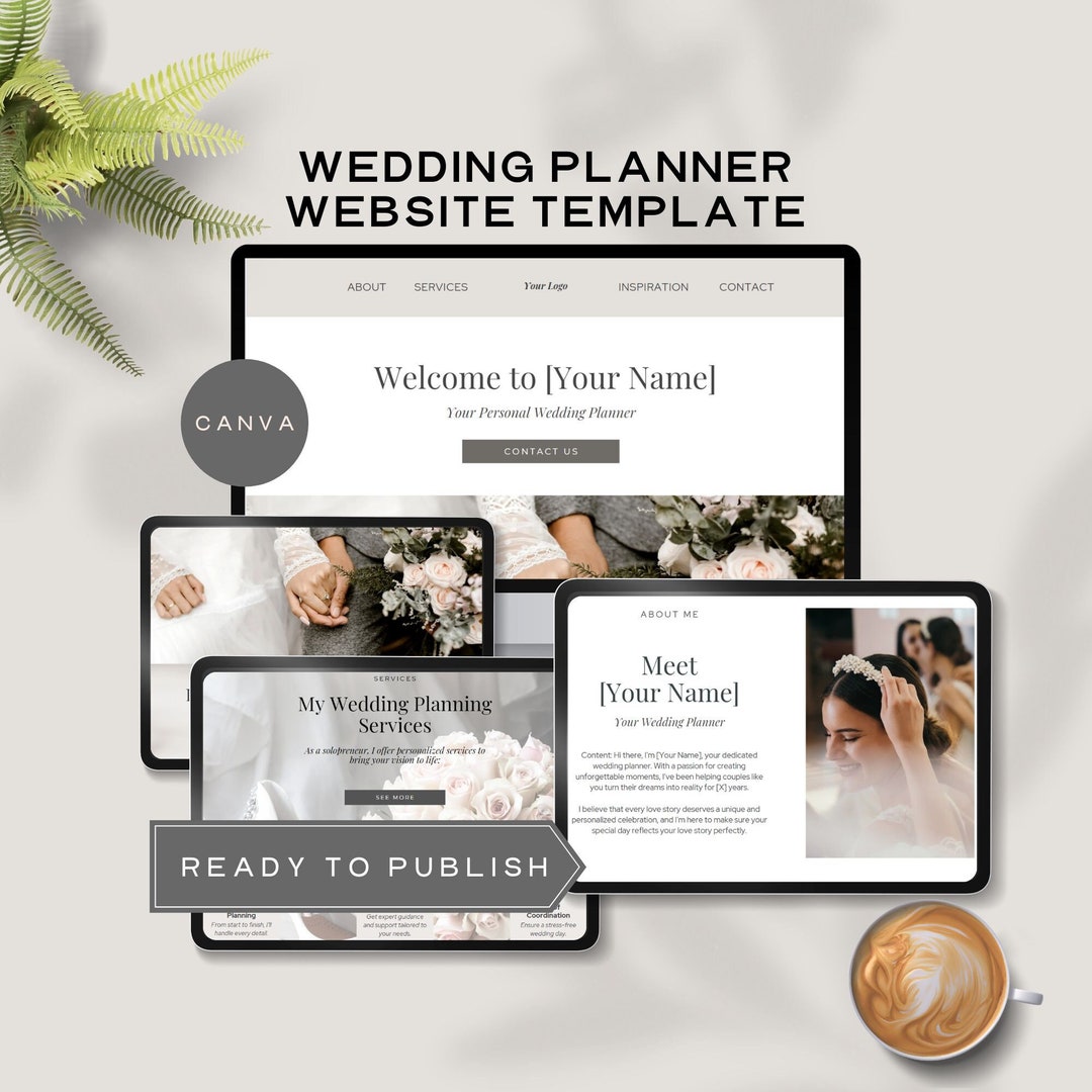 Wedding Planner Website Template Canva Wedding Coordinator Sales Page ...