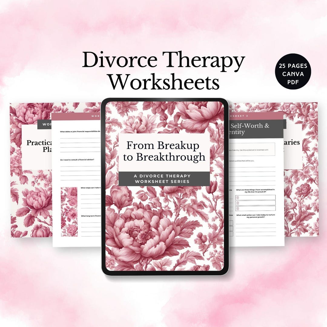 Divorce Therapy Worksheets Marriage Breakup Coping Journal Boundary ...