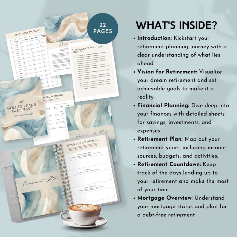 Retirement Planner Template Printable Retirement Guide Savings Income ...