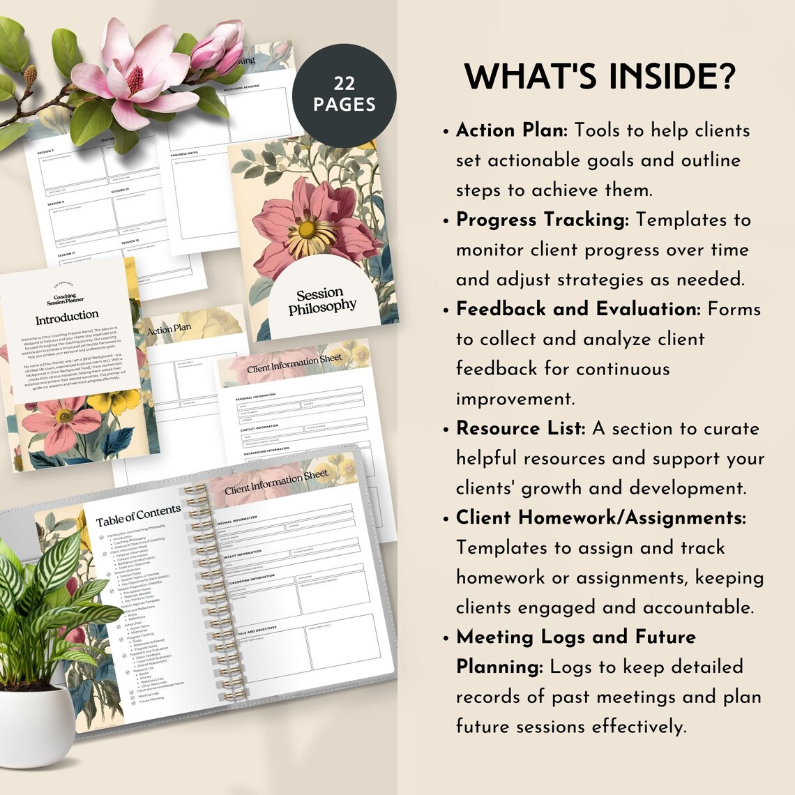 Coaching Session Planner Template Canva Client Session Note Toolkit ...