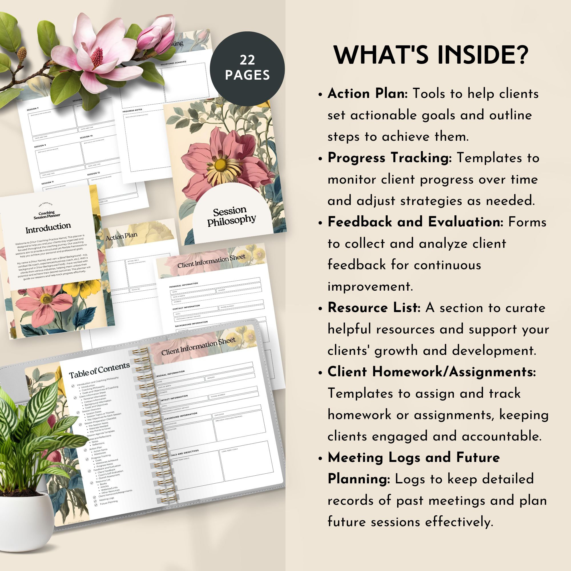 Coaching Session Planner Template Canva Client Session Note Toolkit ...