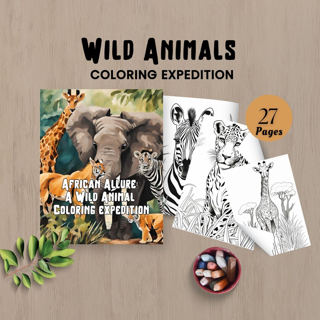 Jungle Safari Coloring Book Wild Animals Coloring Pages Safari Party ...
