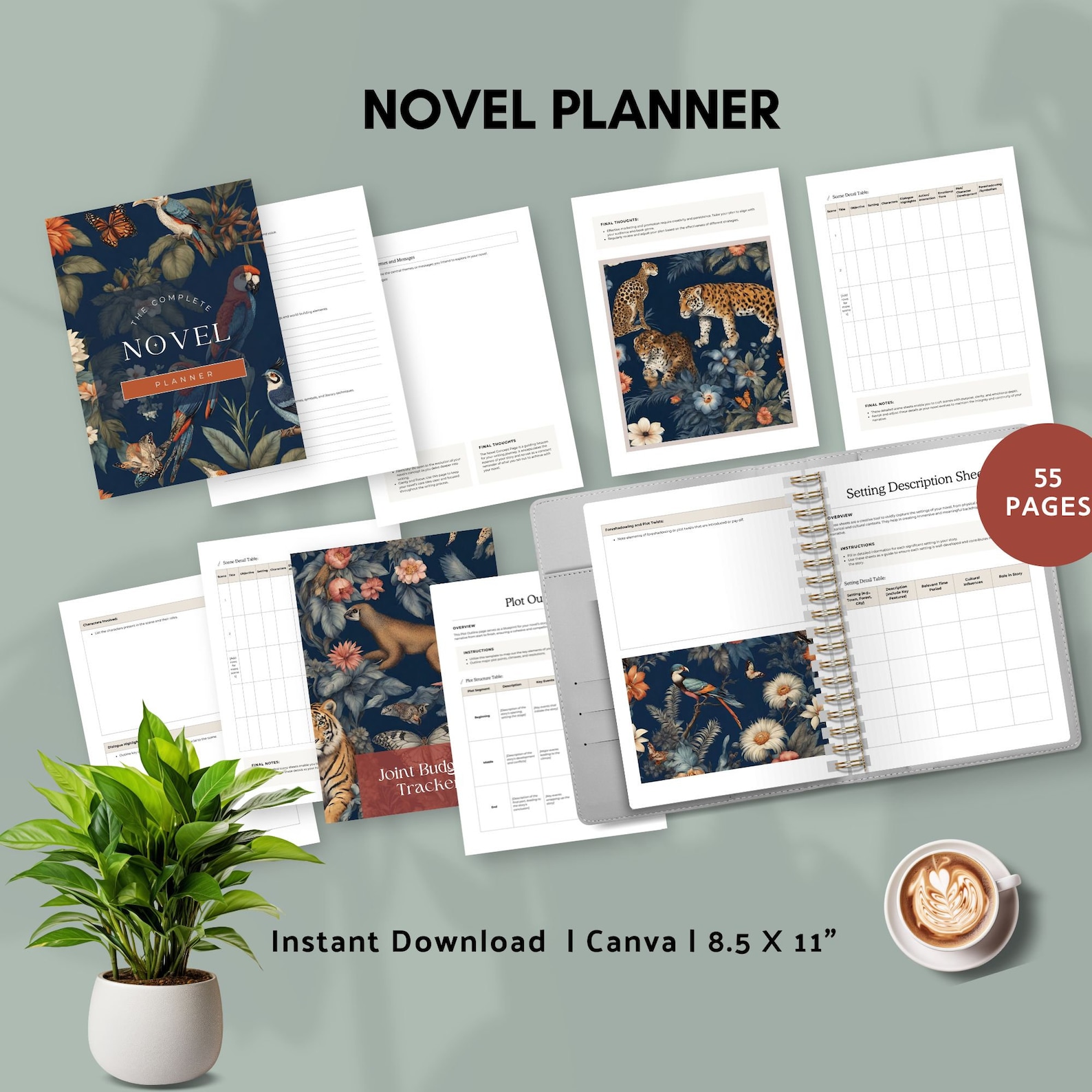 Novel Planner Printable Author Novel Writing a Book Guide Workbook ...