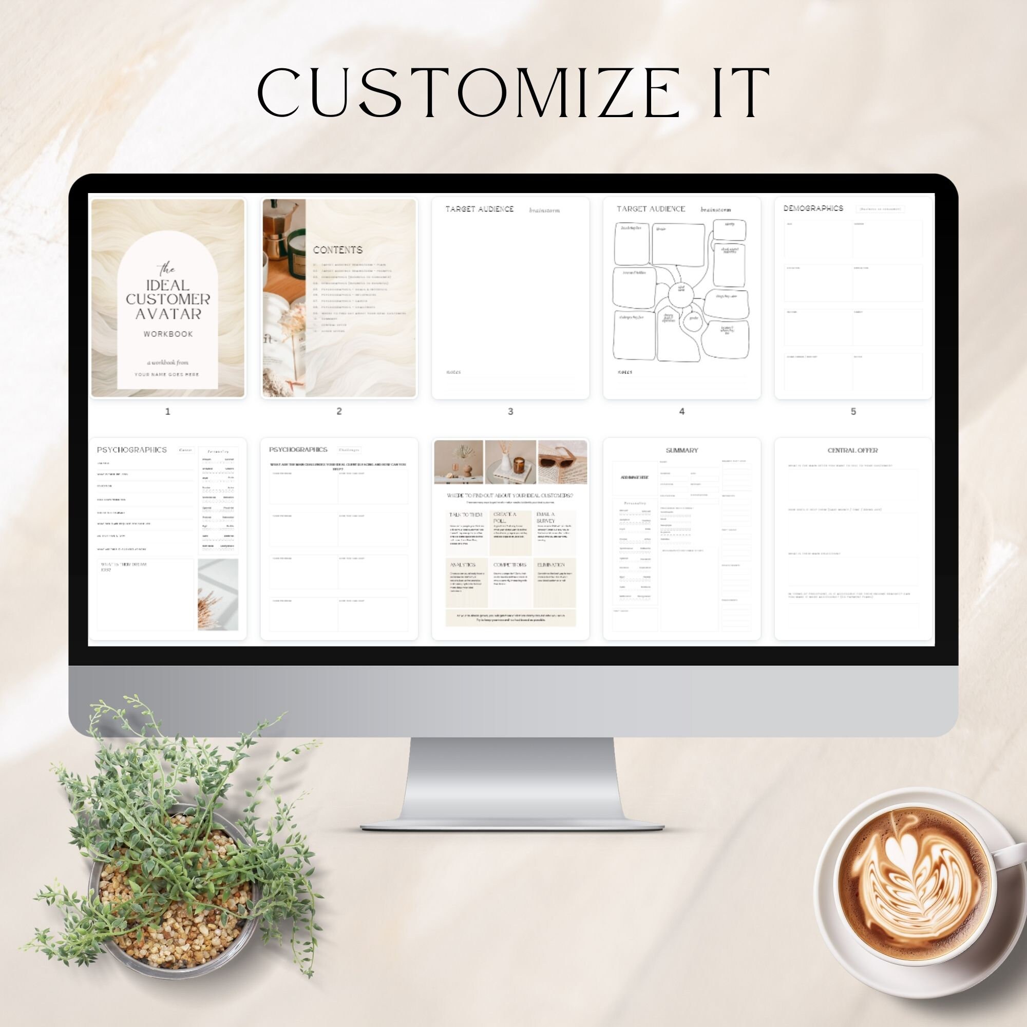 Ideal Customer Avatar Worksheet Canva Template Target Market Audience ...