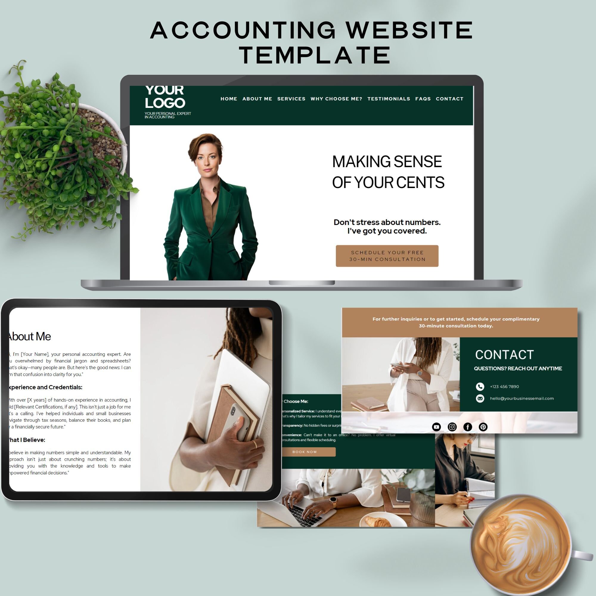 Accountant Website Template Accounting Bookkeeper Sales Page Tax ...