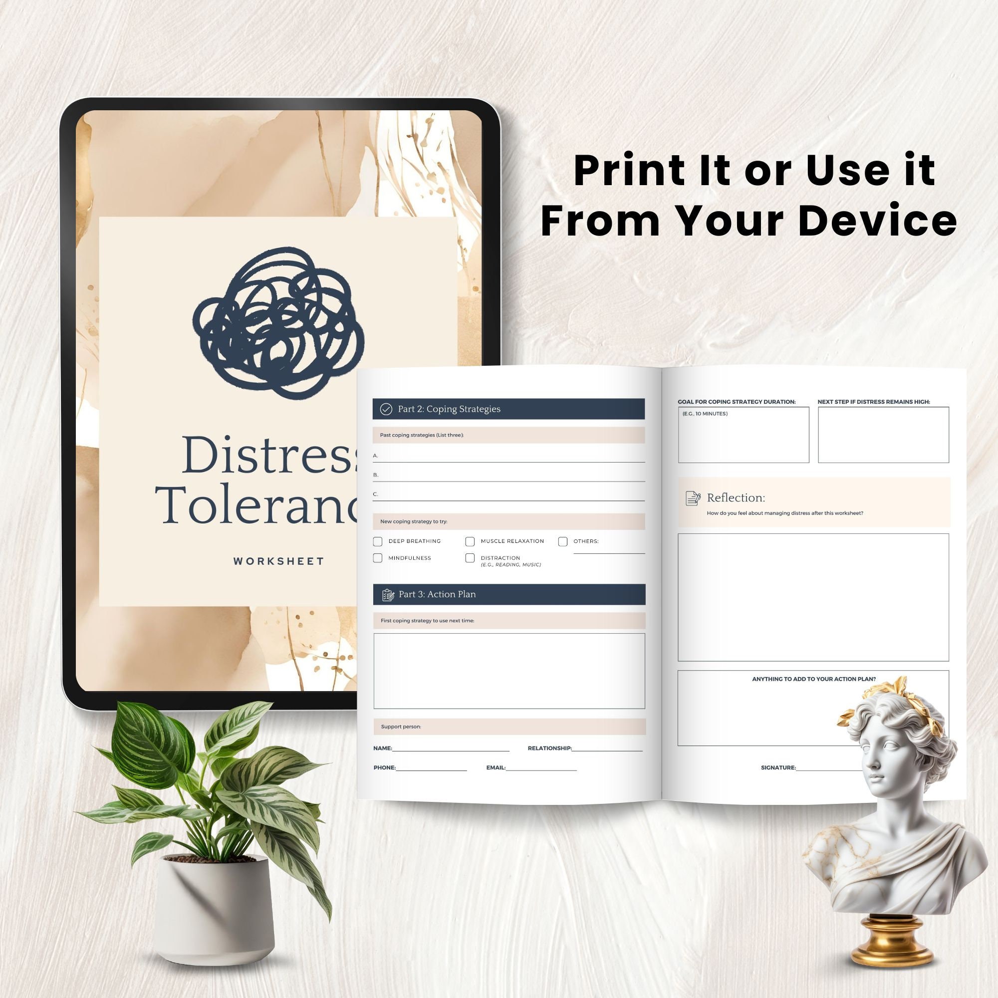 Distress Tolerance Worksheet DBT Emotional Regulation Therapy Workbook ...