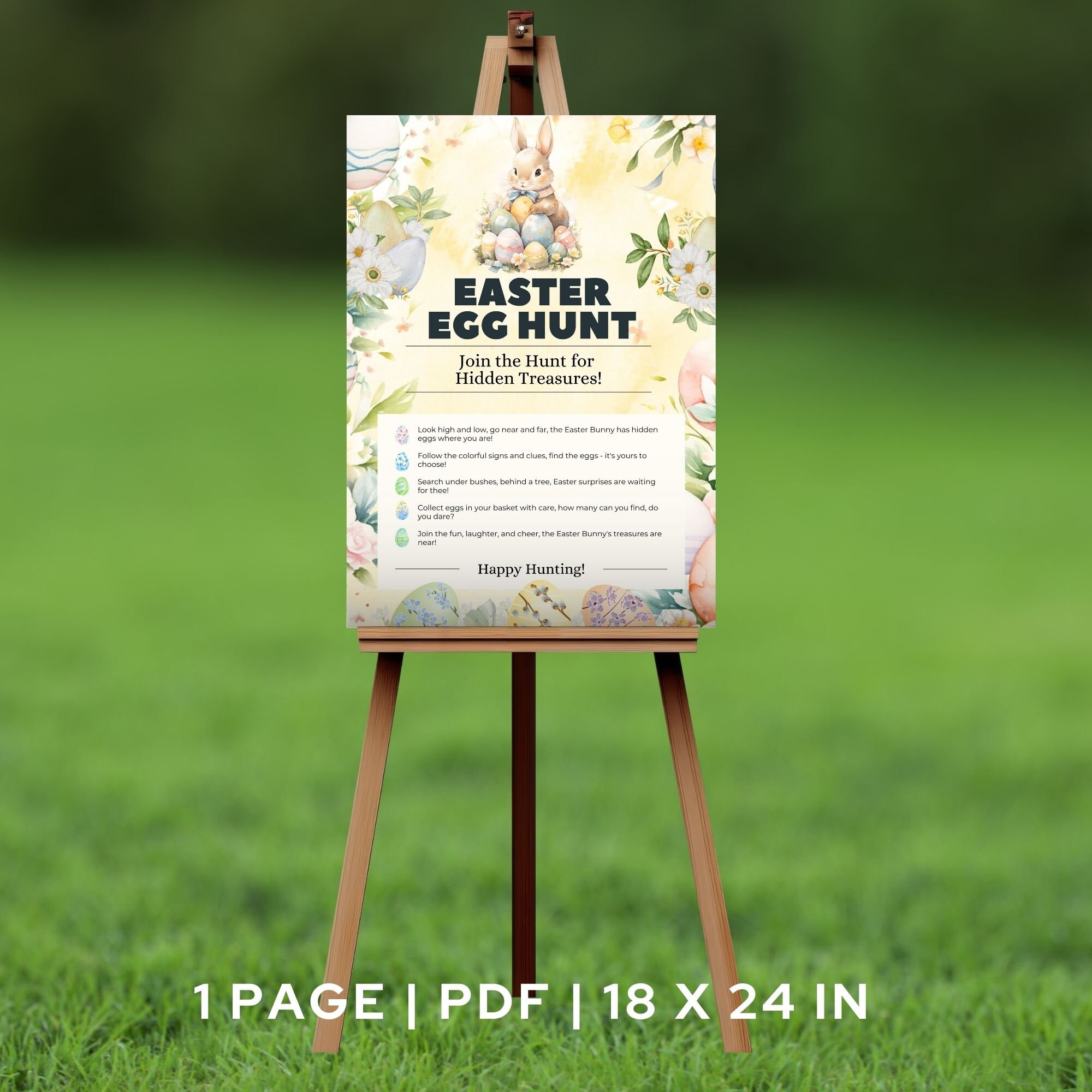 Printable Easter Egg Hunt Sign Kids Easter Bunny Yard Sign Easter Party ...