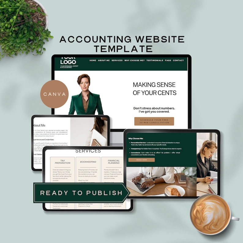Accountant Website Template Accounting Bookkeeper Sales Page Tax ...
