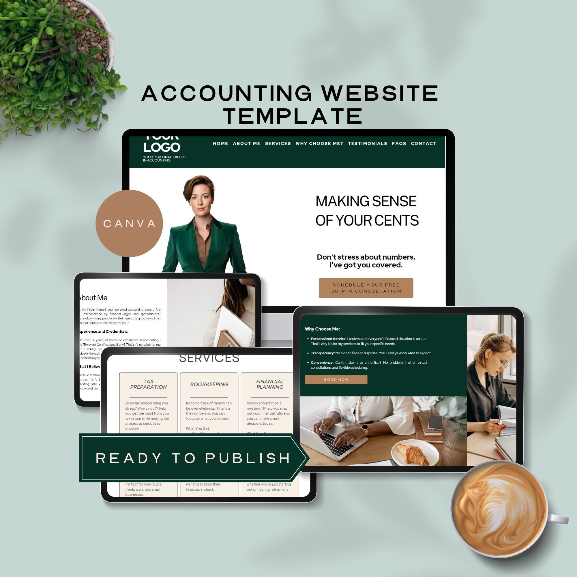 Accountant Website Template Accounting Bookkeeper Sales Page Tax ...