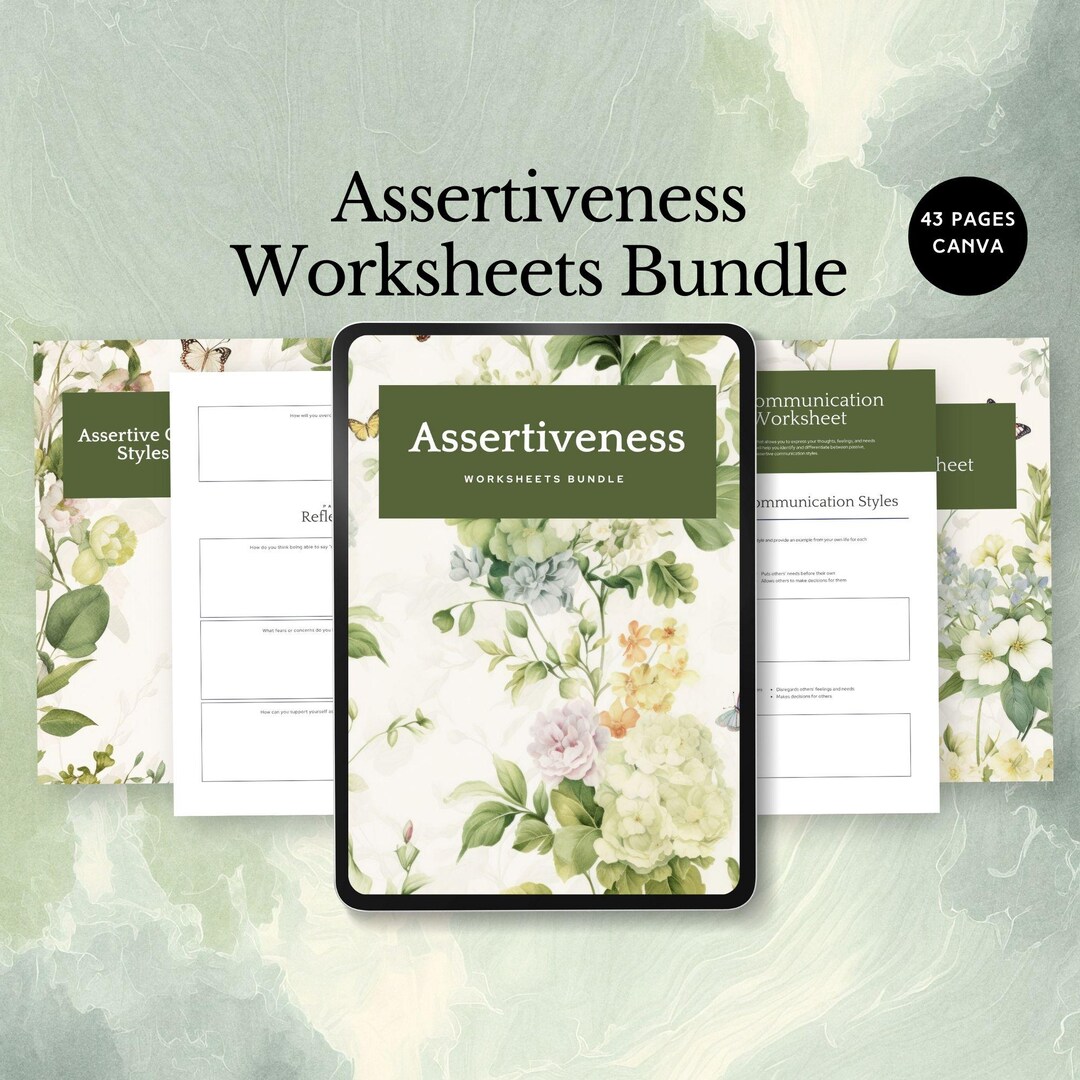 Assertiveness Worksheets Canva Template Therapy Social Skills Workbook ...