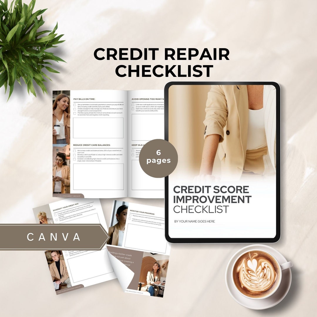 Credit Repair Canva Improve Your Credit Score Checklist Repair My ...
