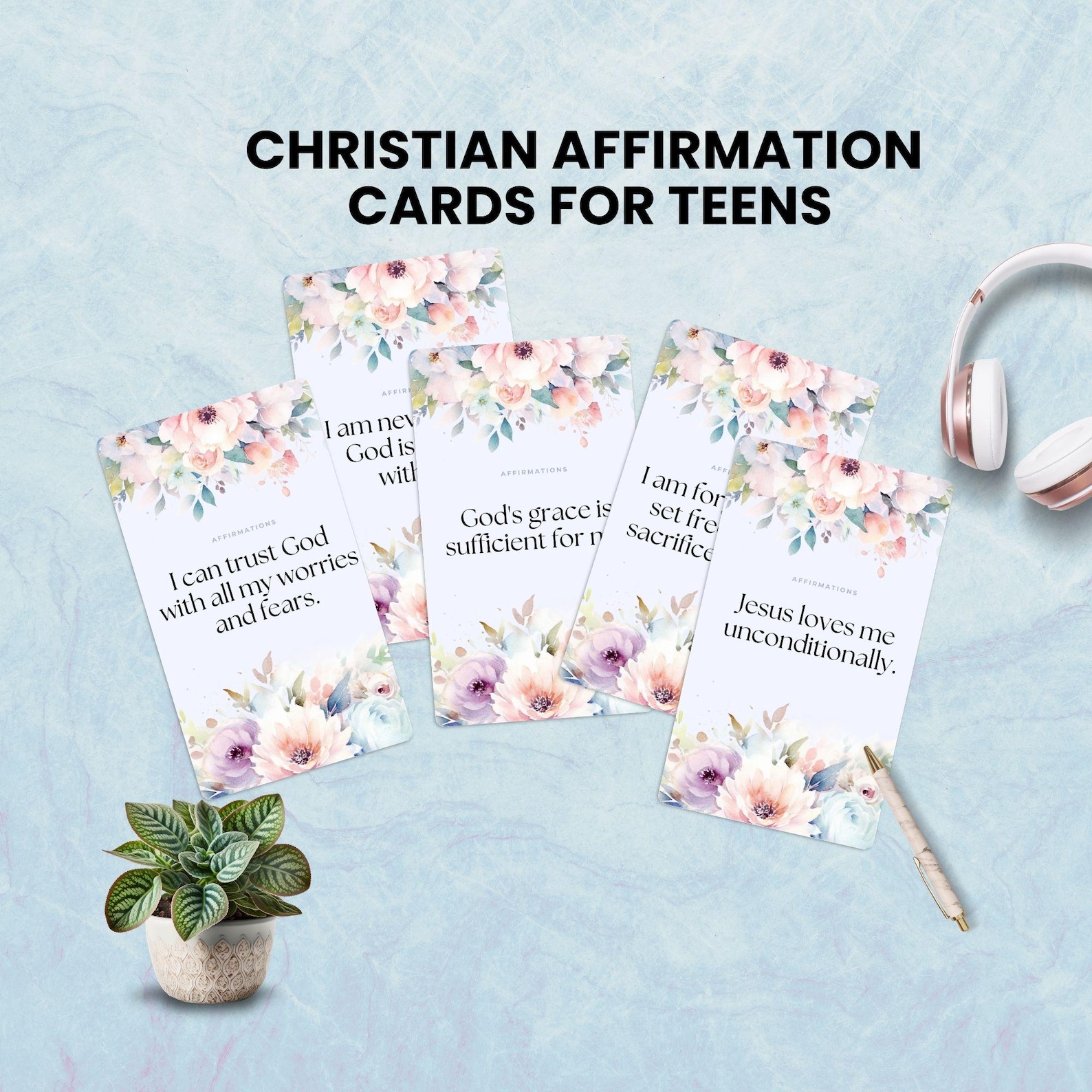 Christian Affirmation Cards for Teens Bible Verse Positive Quotes ...