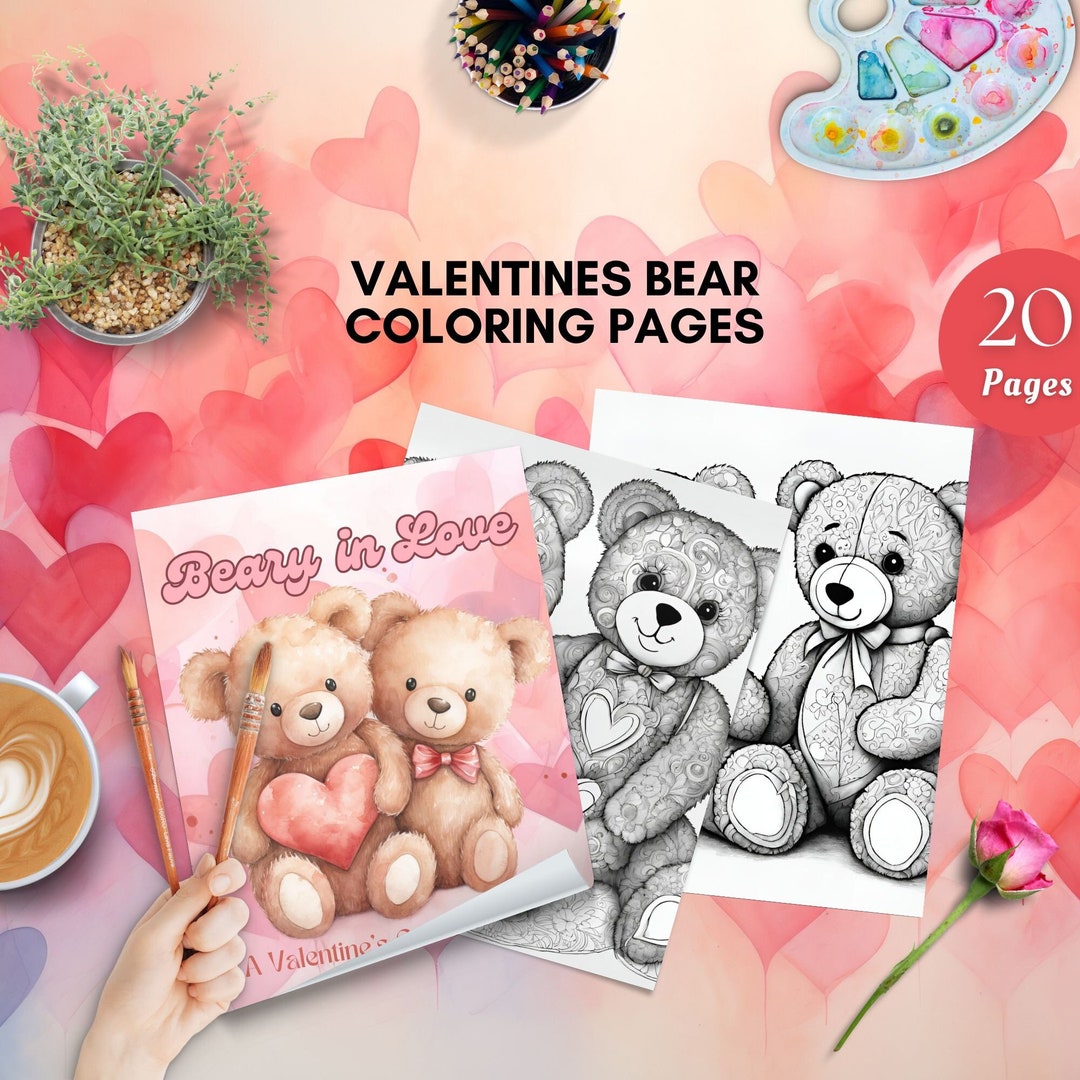 Valentines Bear Coloring Pages Teddy Bear Color Book Valentine's Day ...