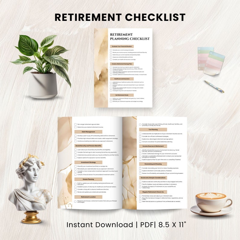 Retirement Checklist Retirement Planner Template Printable Retirement ...