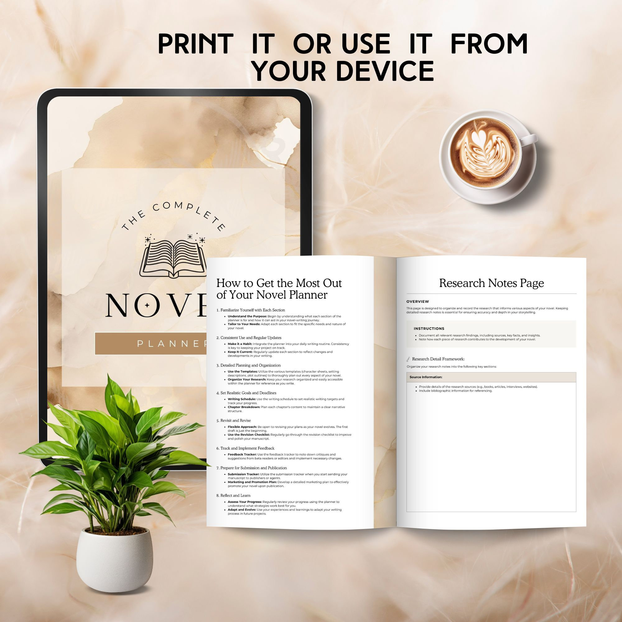 Novel Planner Printable Author Novel Writing a Book Guide Workbook ...
