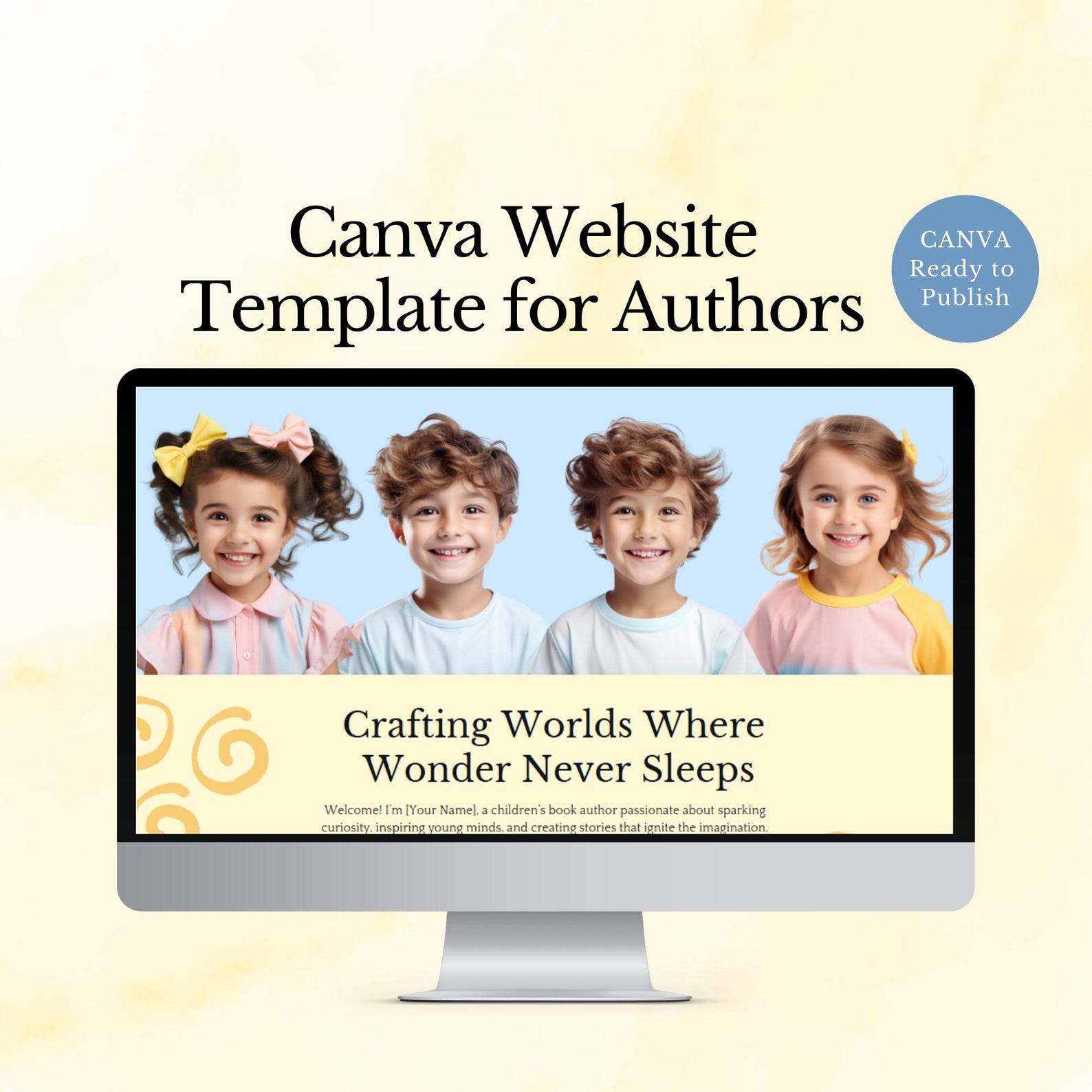 Canva Website Template Author Children's Book Landing Page Customizable ...