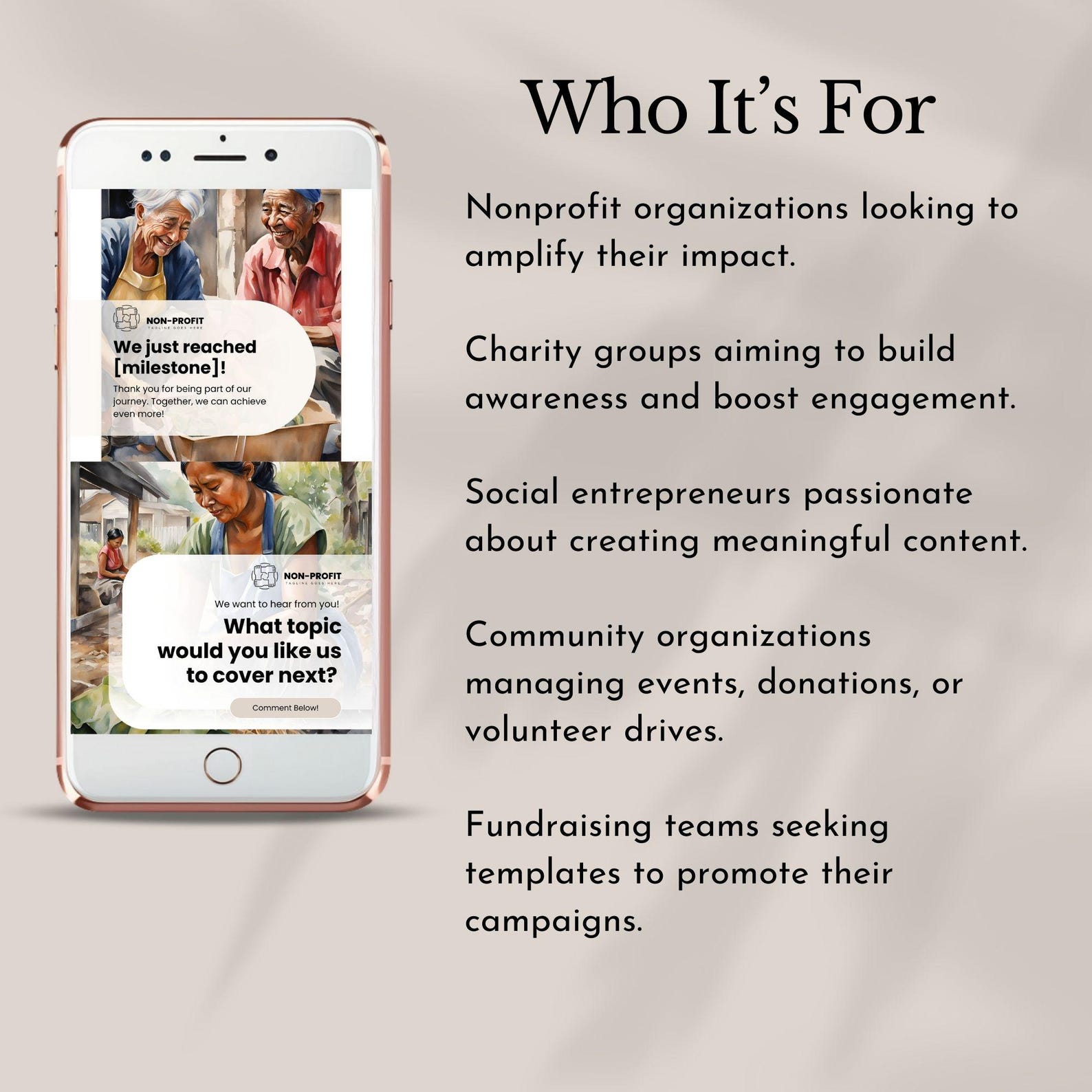 Non Profit Social Media Post Templates for Charity Instagram Volunteer ...