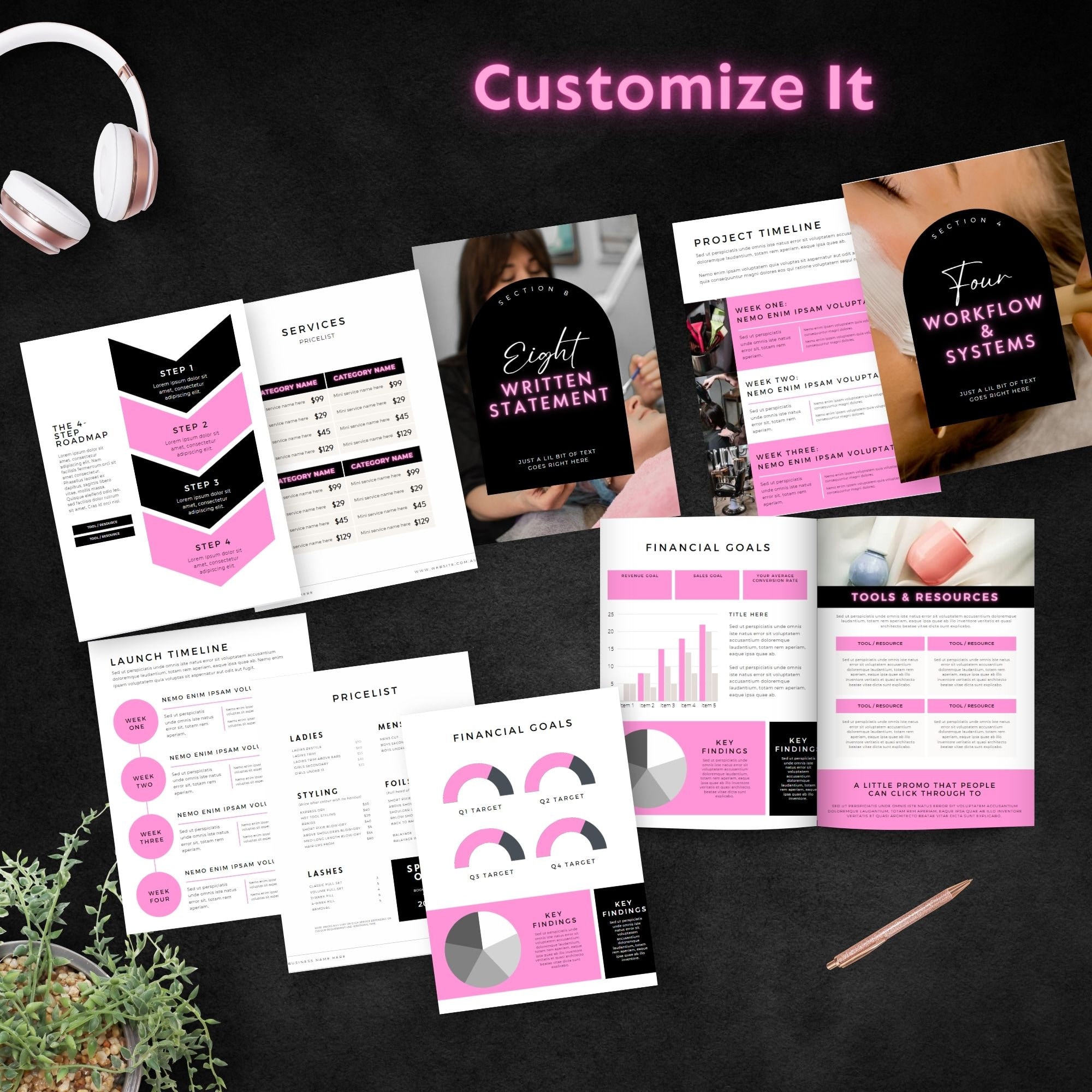 Beauty Salon Business Plan Template Canva Hair Nail Skin Salon Business ...